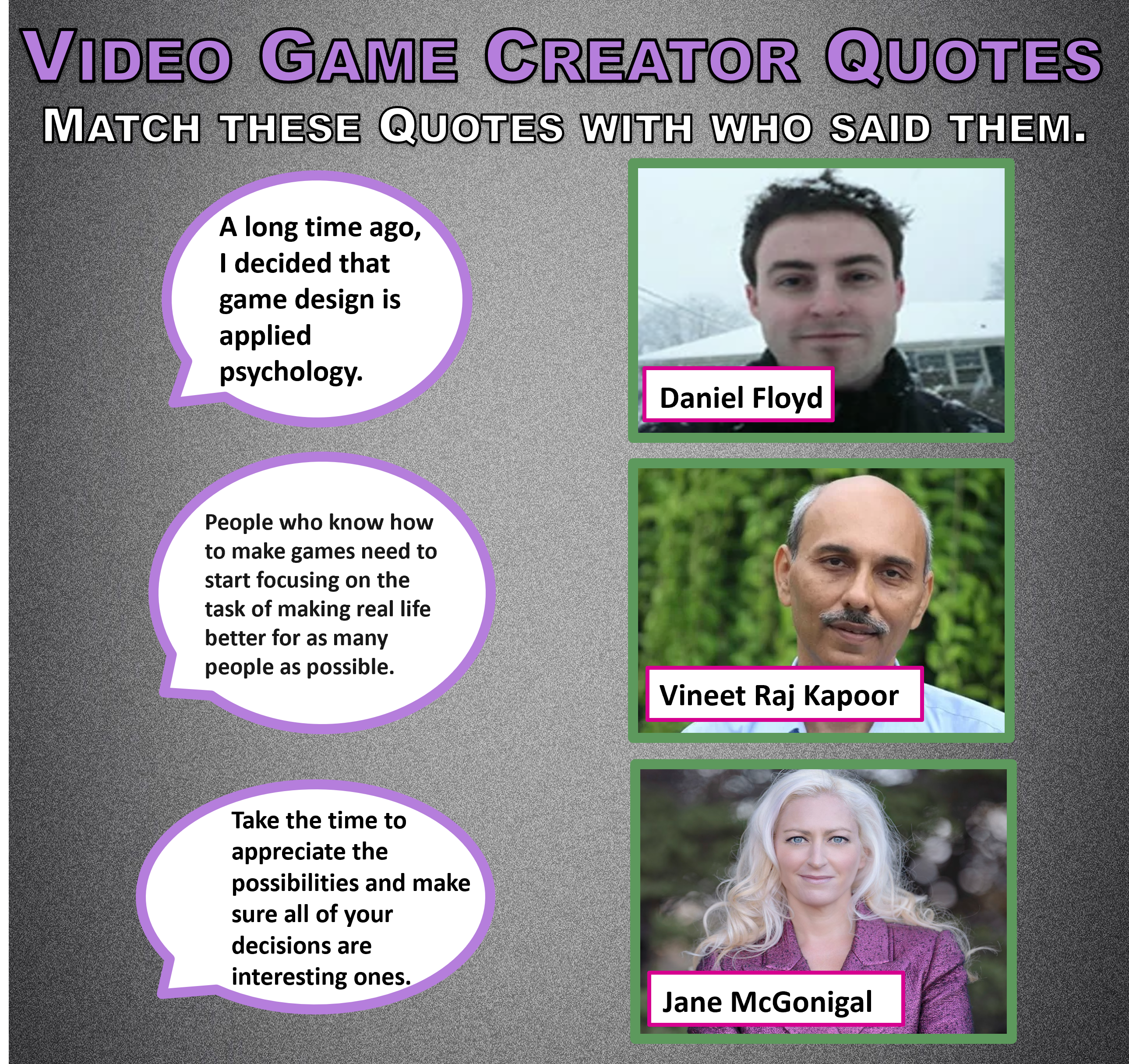 Matching: Video Game Creator Quotes 01