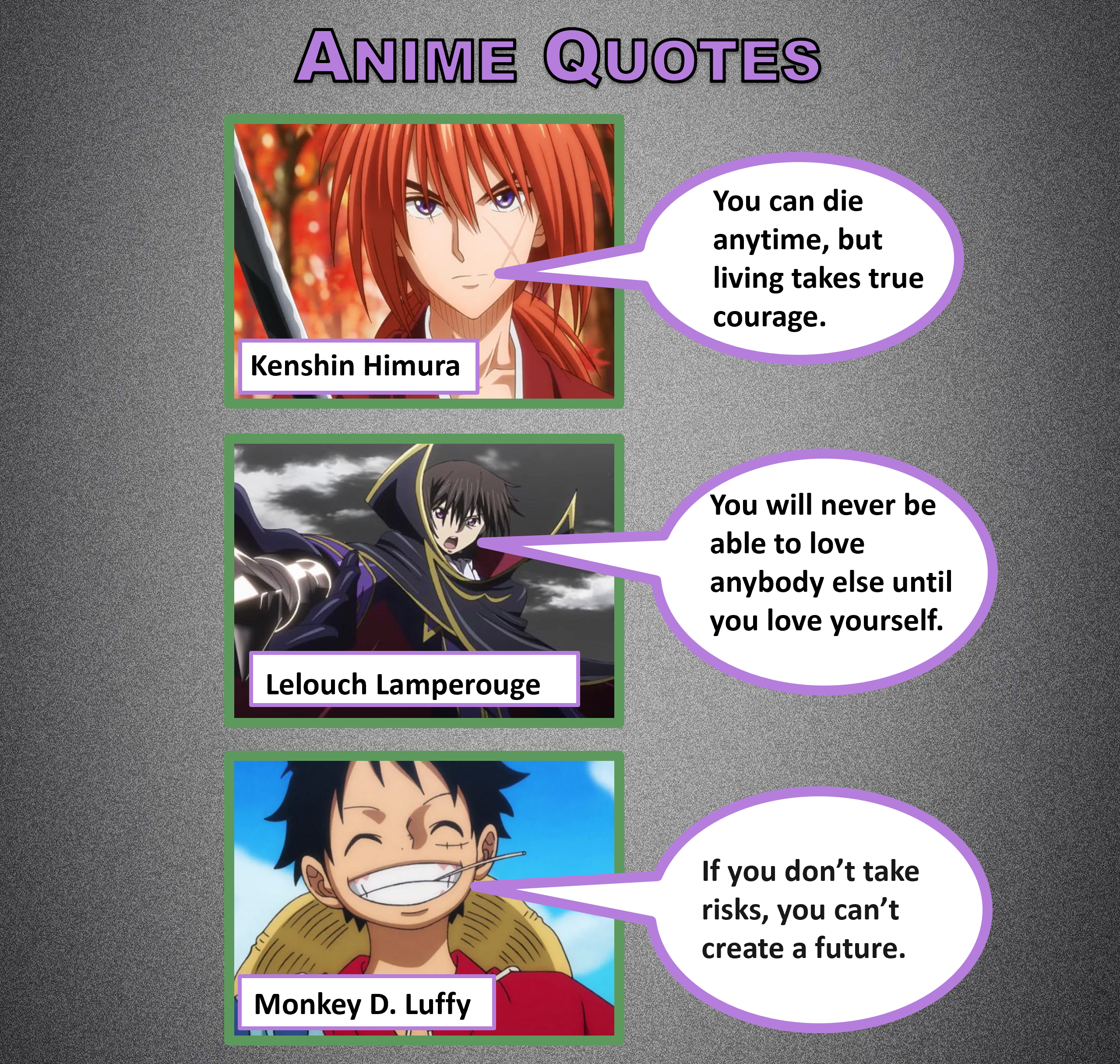 Matching Quiz: Anime Quotes Answers 01